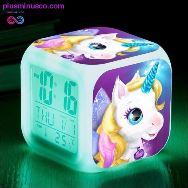 Kids Cute Cartoon Unicorn Alarm Clock 7 Colors Changing – plusminusco.com